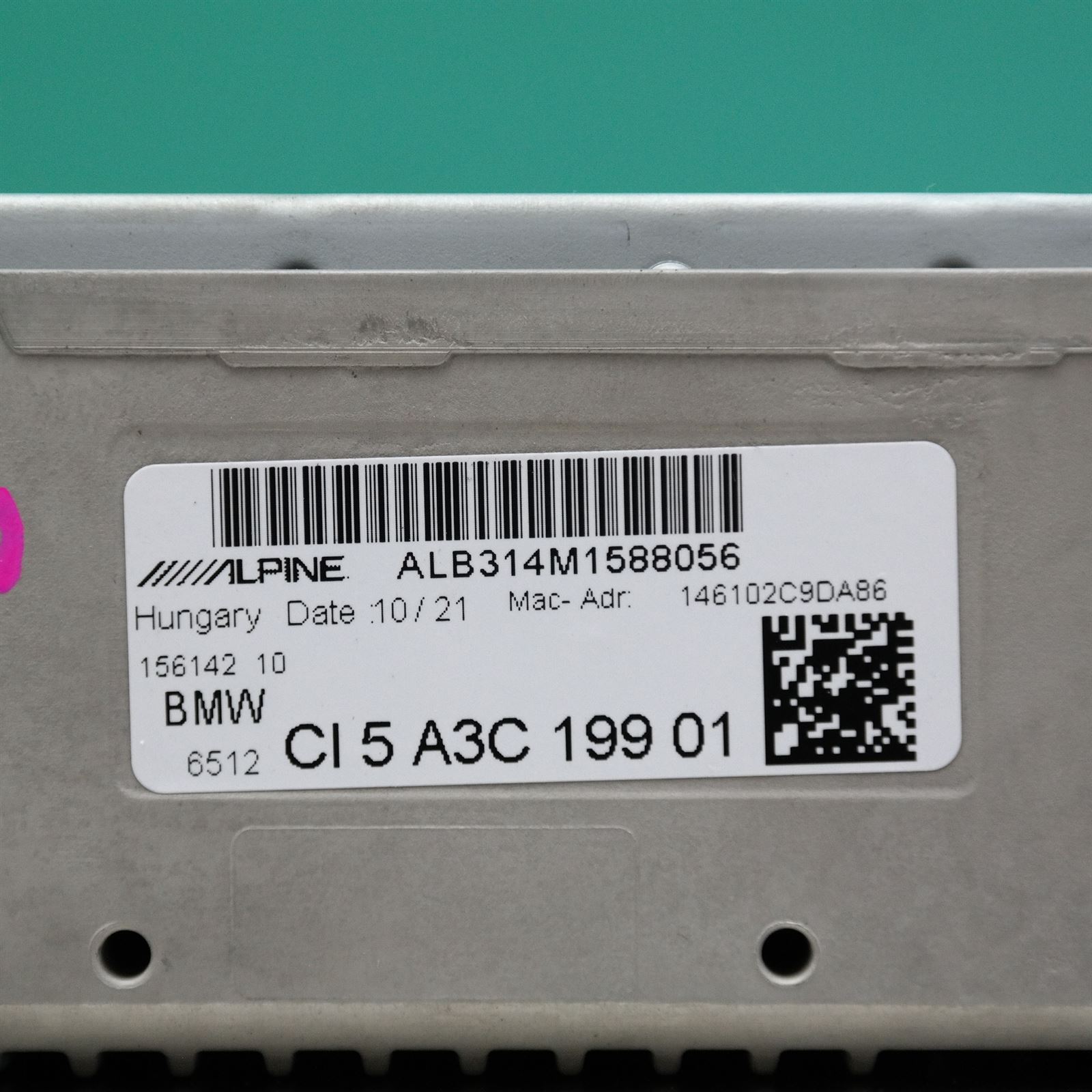 2022 BMW 3 SERIES Infotainment part 65125B48520